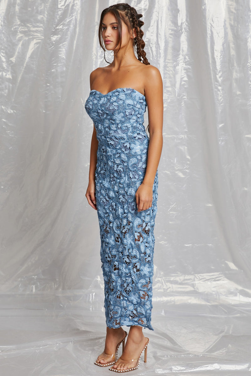 Floral Lace Tube Midi Dress – Gusset America