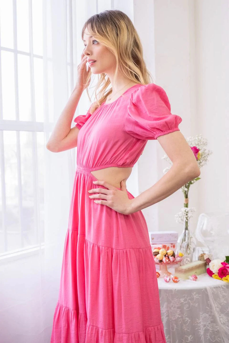 Asymmetrical Waist Cut Out Midi Dress – Gusset America