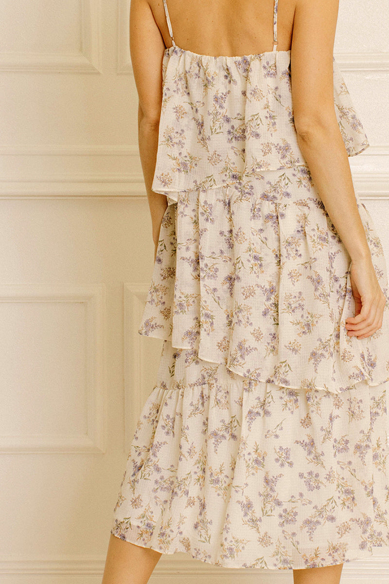 Floral Asymmetric Ruffled Midi Dress – Gusset America